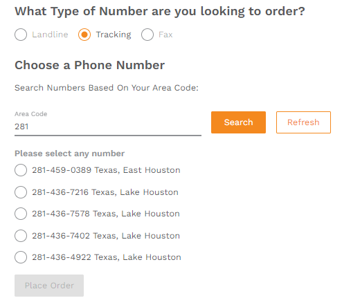 Purchase a tracking number